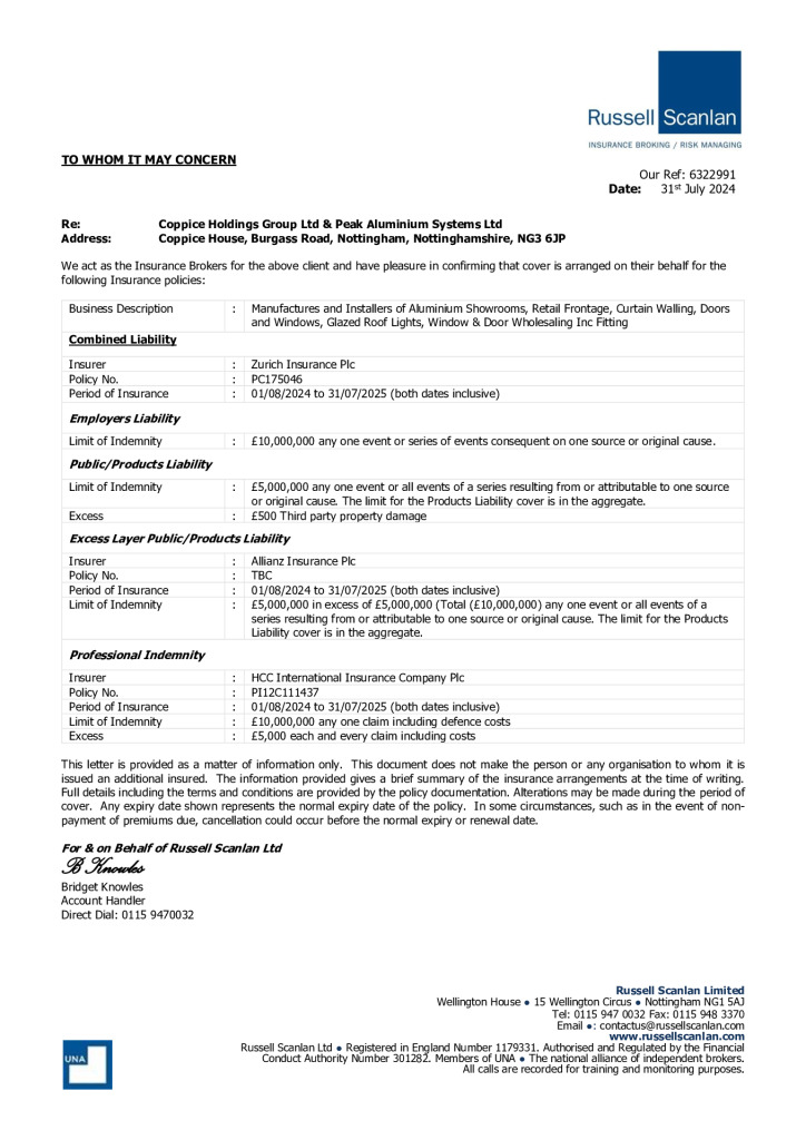 Insurance - Peak Aluminium